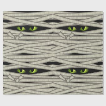 Mummy Eyes Halloween Green ID685 Wrapping Paper | Zazzle