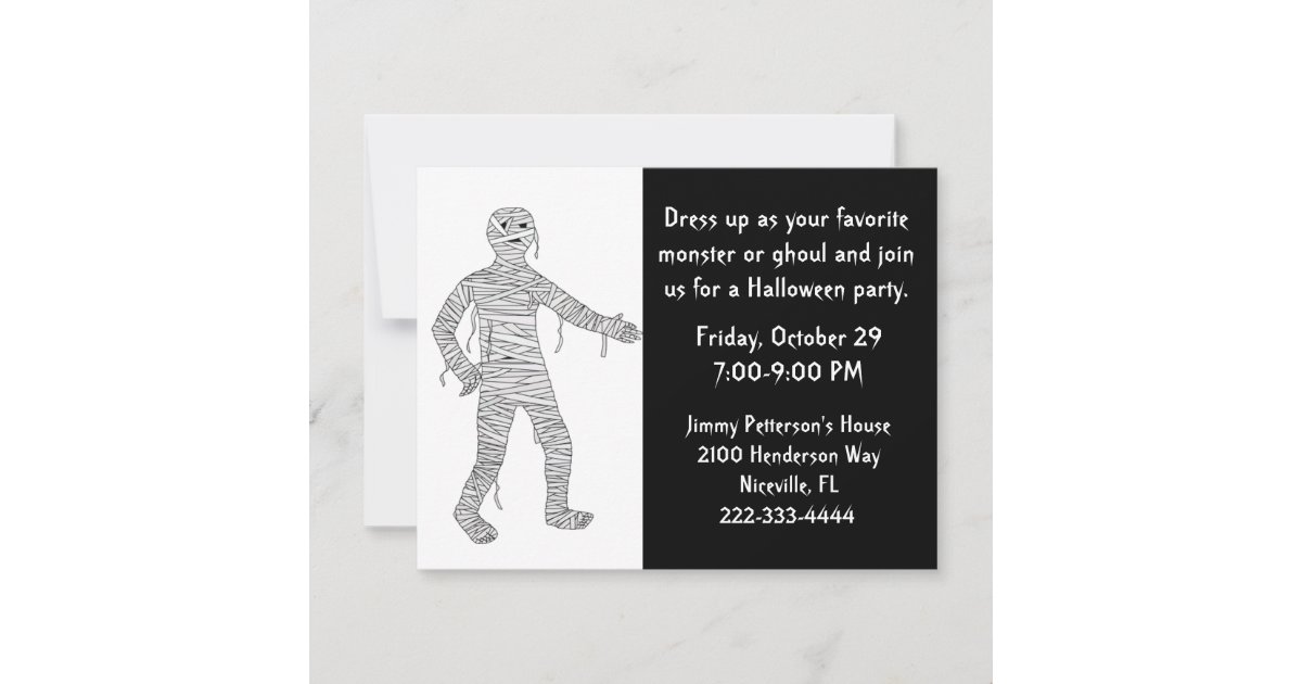 Mummy Halloween Party Invitation | Zazzle