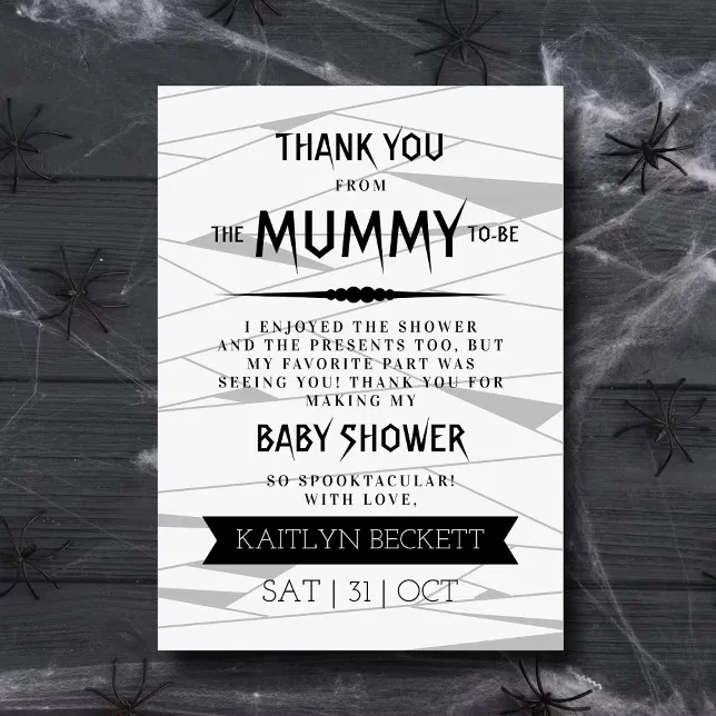 Mummy To Be | Halloween Baby Shower Thank You Card | Zazzle