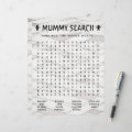 Mummy Word Search Halloween Baby Shower Game | Zazzle