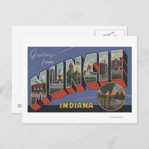 Muncie, Indiana - Large Letter Scenes Postcard | Zazzle