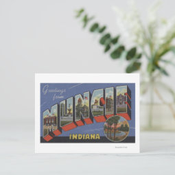Muncie, Indiana - Large Letter Scenes Postcard | Zazzle