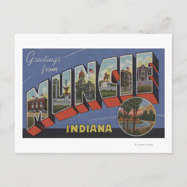 Muncie, Indiana - Large Letter Scenes Postcard | Zazzle