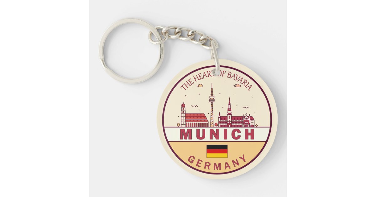 Munich Germany City Skyline Emblem Keychain | Zazzle