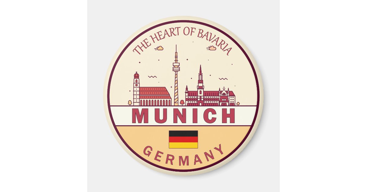 Munich Germany City Skyline Emblem Magnet | Zazzle