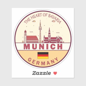 Munich Germany City Skyline Emblem Sticker | Zazzle