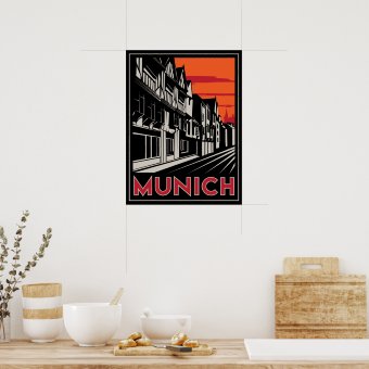 munich germany oktoberfest art deco retro poster | Zazzle
