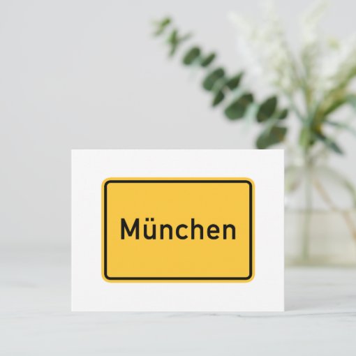 Munich, Germany Road Sign Postcard | Zazzle