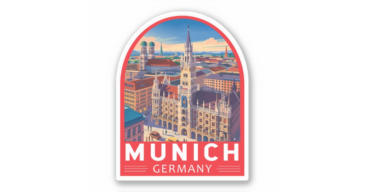 Munich Germany Travel Art Emblem Sticker | Zazzle