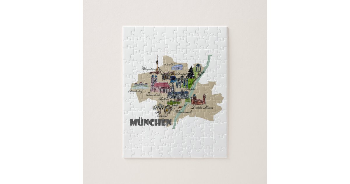 Munich Map Overview Jigsaw Puzzle | Zazzle