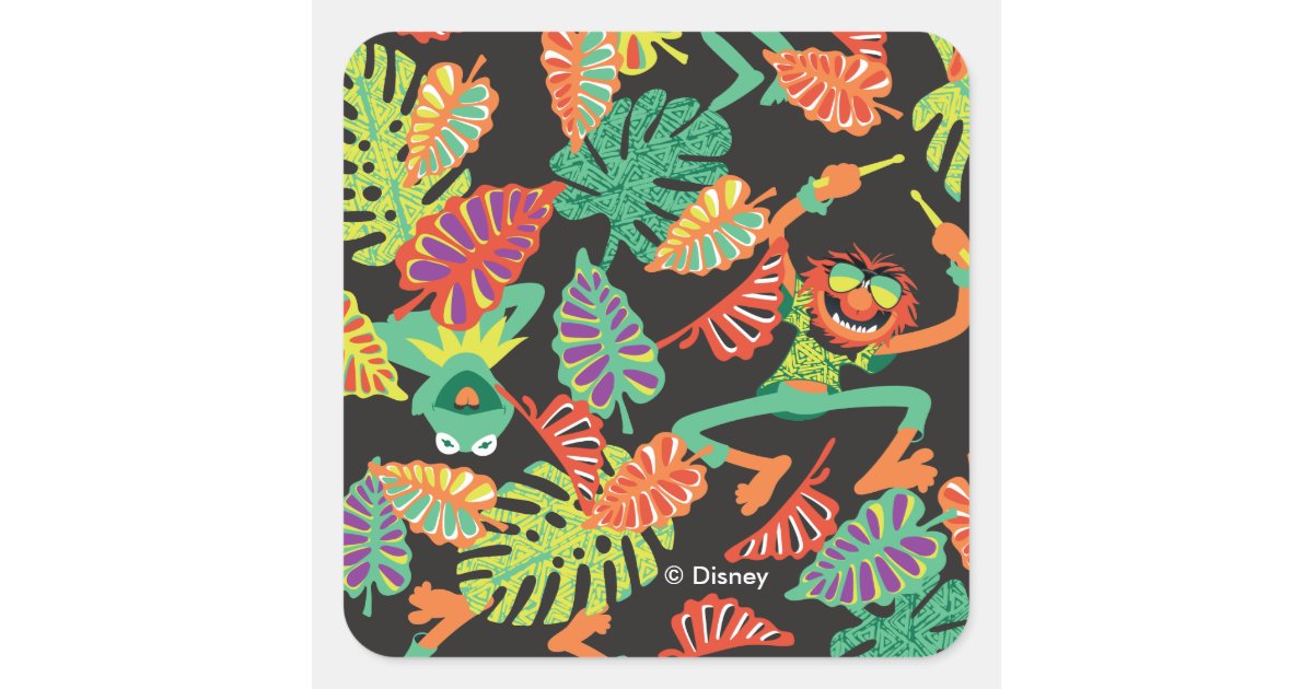 Muppets | Tropical Kermit & Animal Pattern Square Sticker | Zazzle
