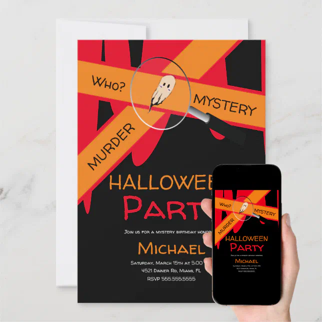 Murder Dinner Crime Scene Blood Halloween Invitation | Zazzle