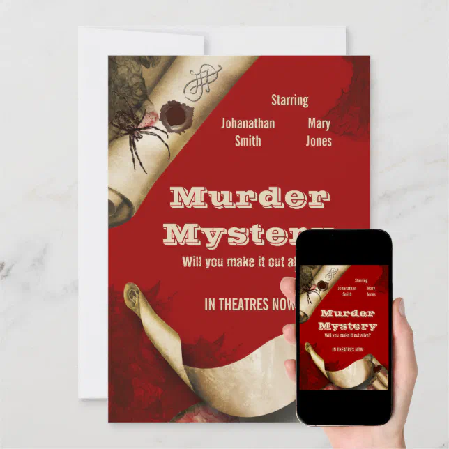 Murder investigation movie poster birthday invitation | Zazzle