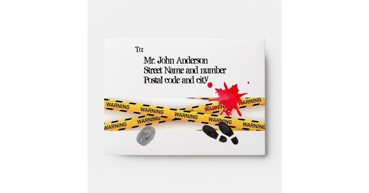 Murder mystery birthday dinner party bloody envelope | Zazzle