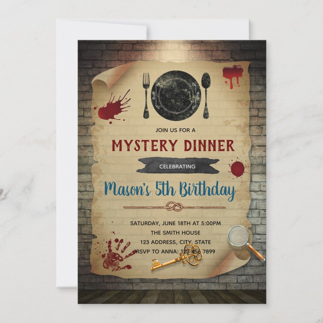 Murder Mystery Dinner Birthday invitation | Zazzle