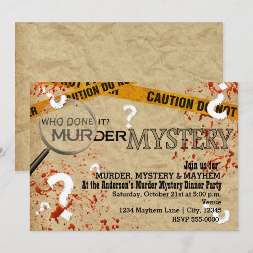 Murder Mystery Dinner Birthday Party Invitations | Zazzle