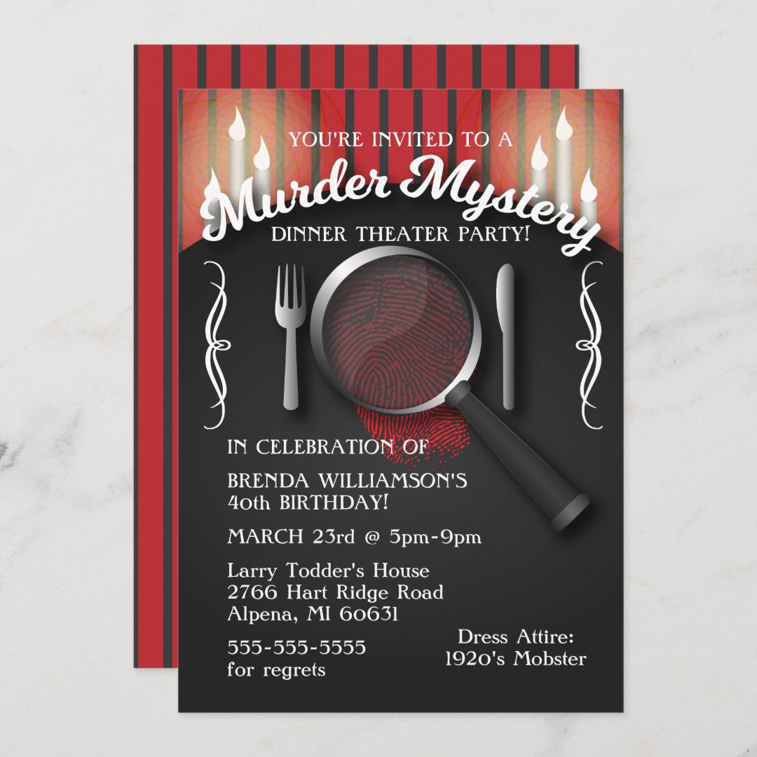 Murder Mystery Dinner Theater Party Invitation | Zazzle