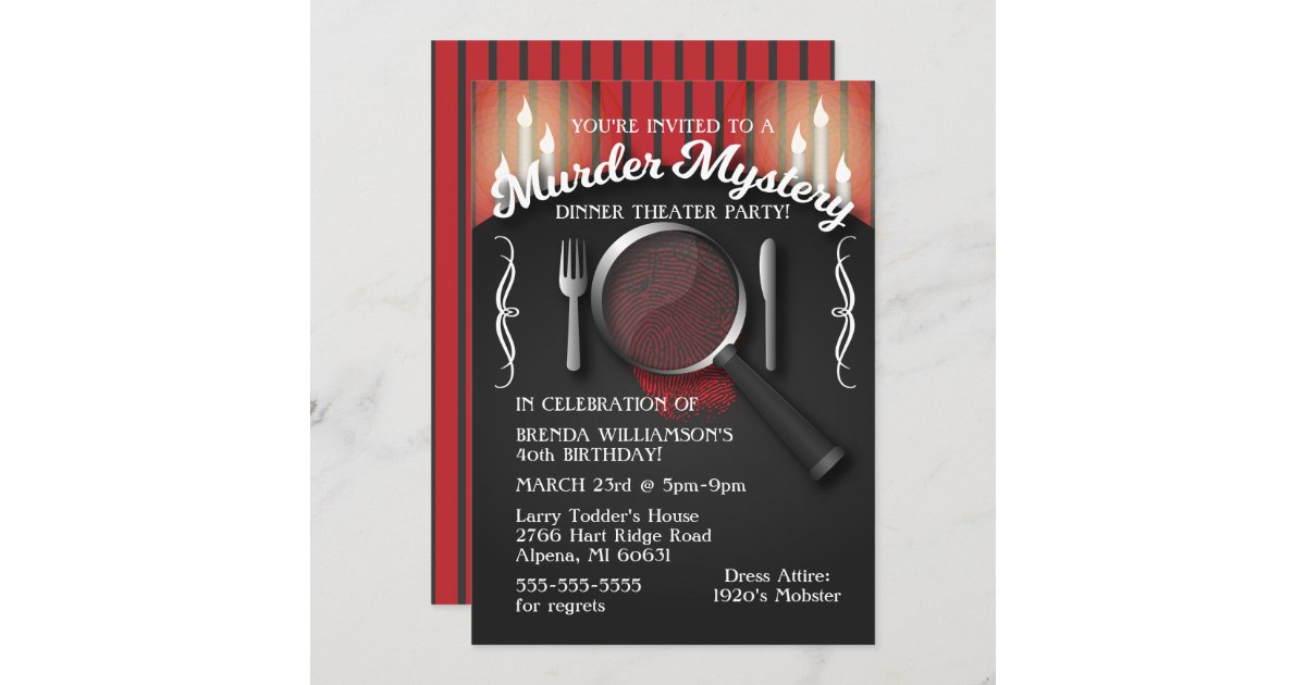Murder Mystery Dinner Theater Party Invitation | Zazzle