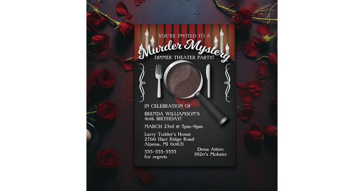 Murder Mystery Dinner Theater Party Invitation | Zazzle