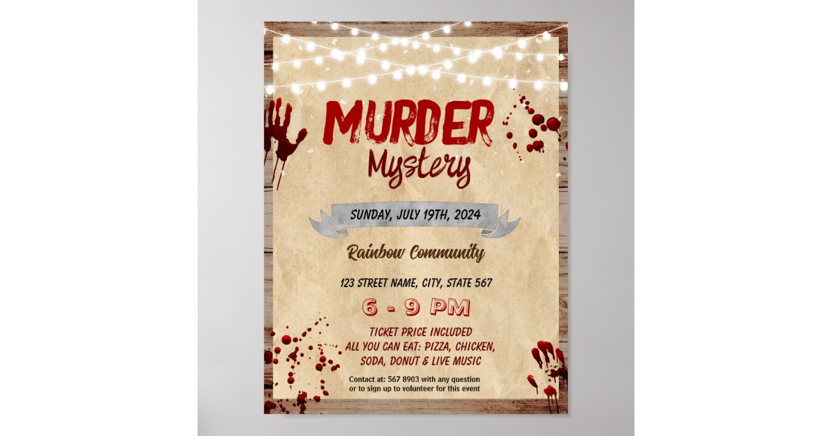 Murder mystery night school template poster | Zazzle