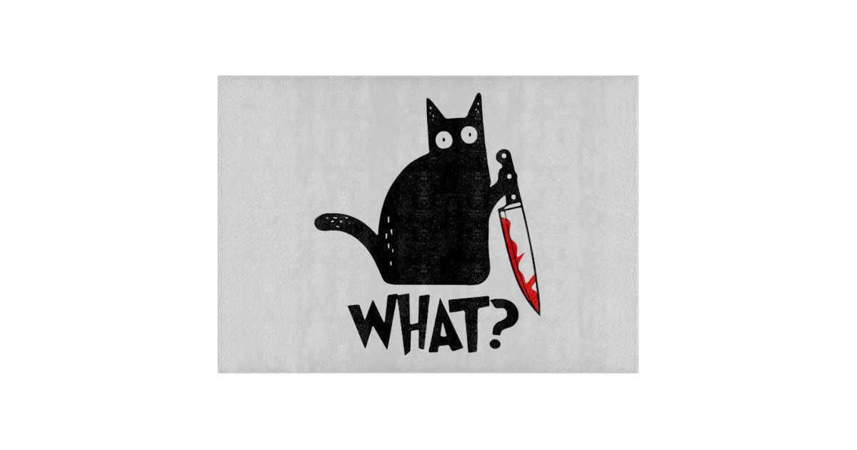 Murderous Cat With Knife Cutting Board | Zazzle