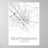 Murfreesboro Map - Tennessee - City Map Poster | Zazzle
