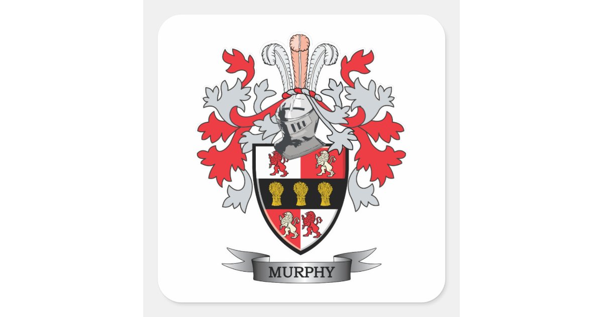 Murphy Coat of Arms Square Sticker | Zazzle