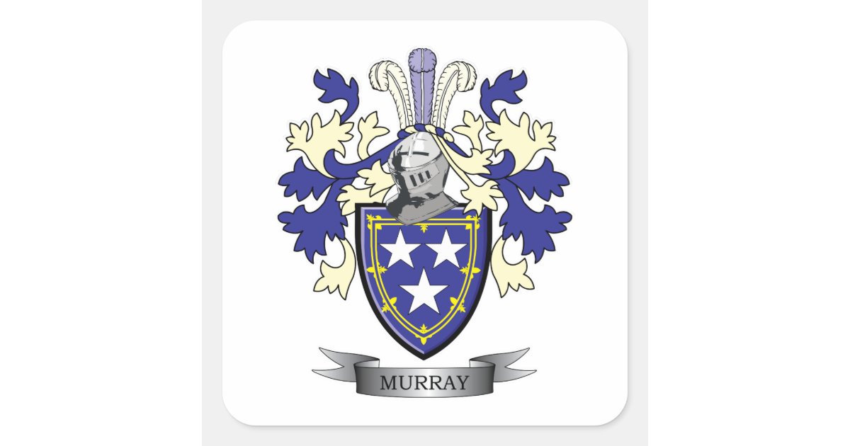 Murray Family Crest Coat of Arms Square Sticker | Zazzle