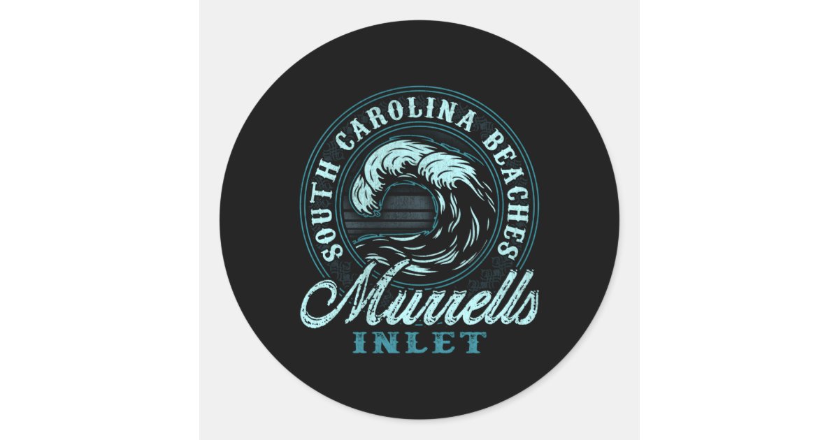 Murrells Inlet Wave Circle Classic Round Sticker | Zazzle
