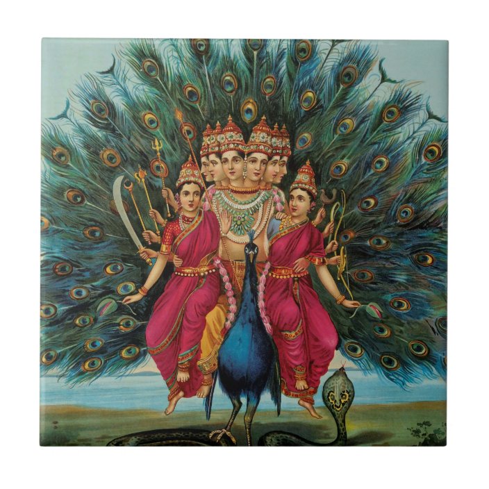 Murugan Kartikeyan Skanda Subrahmanyan Hindu Deity Tile | Zazzle.com