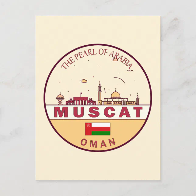 Muscat Oman City Skyline Emblem Postcard | Zazzle