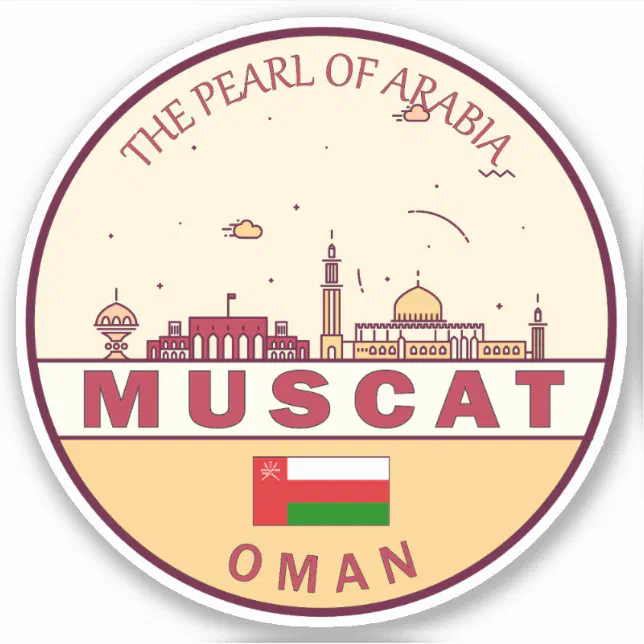 Muscat Oman City Skyline Emblem Sticker | Zazzle