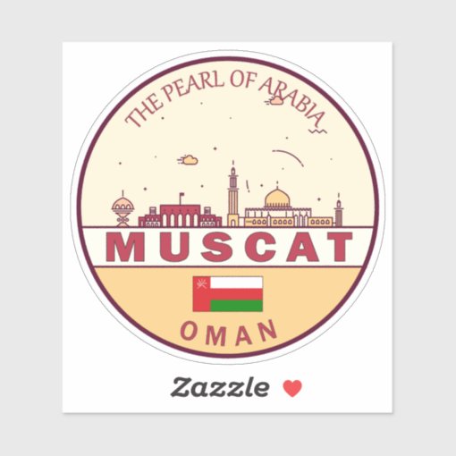 Muscat Oman City Skyline Emblem Sticker | Zazzle