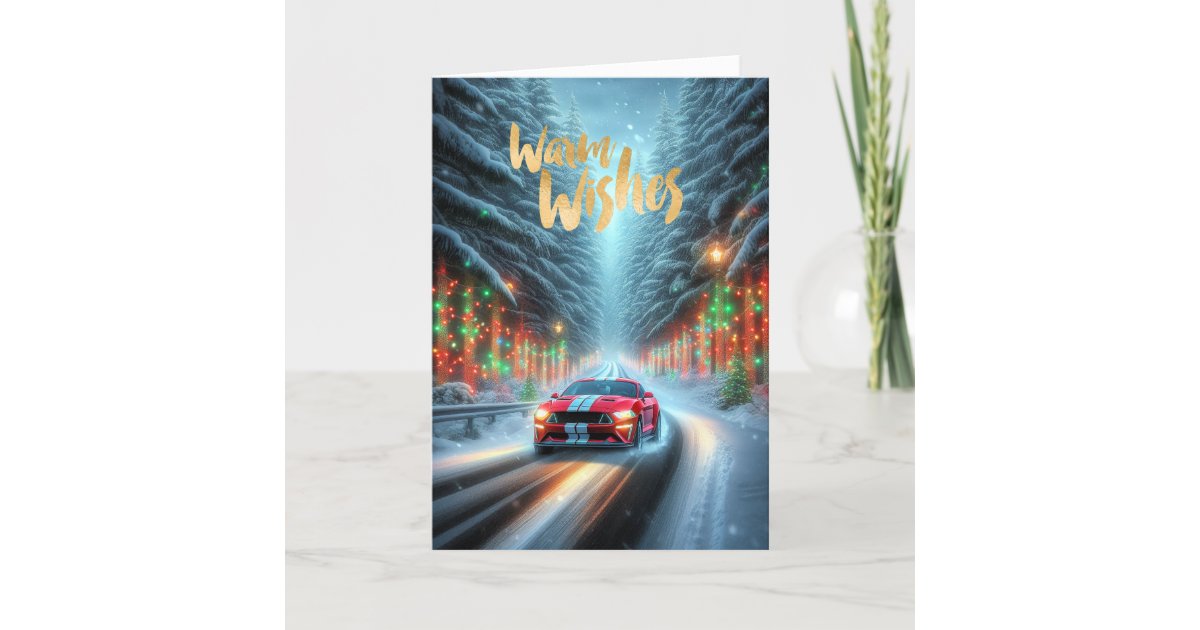 Muscle Car Christmas Card | Zazzle