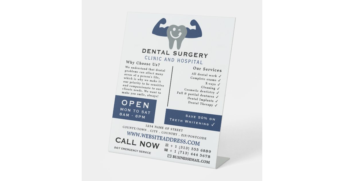 Muscle Tooth Logo, Dentistry, Dentist Advertising Pedestal Sign | Zazzle