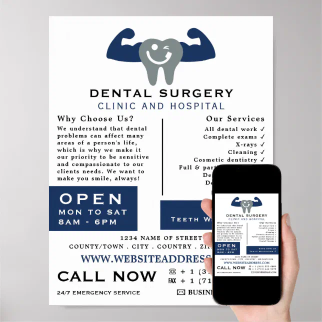 Muscle Tooth Logo, Dentistry, Dentist Advertising Poster | Zazzle