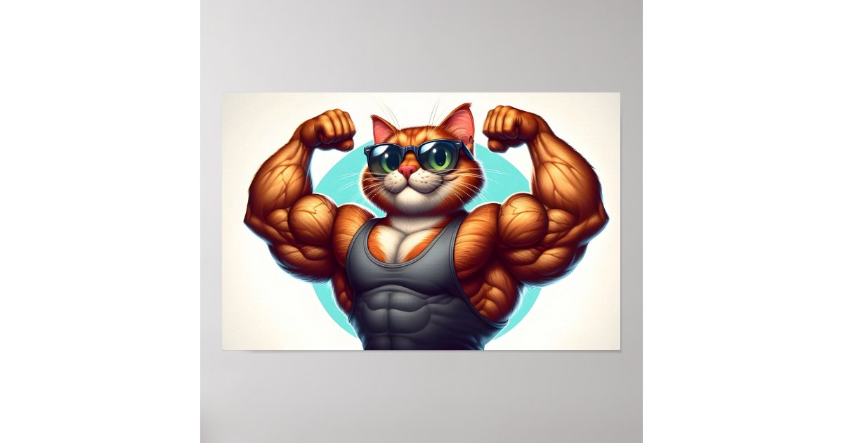 Muscles Cat Poster | Zazzle