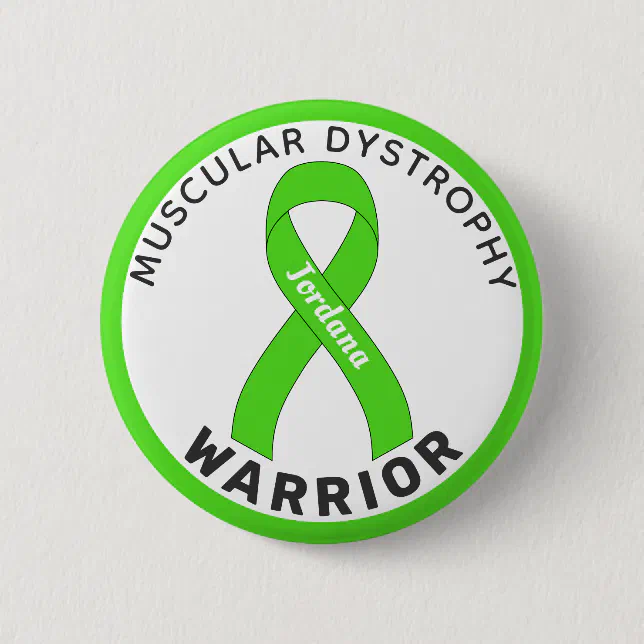 Muscular Dystrophy Warrior Ribbon White Button | Zazzle