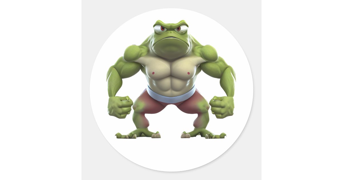 Muscular Frog, Strong Muscular Bodybuilding Frog Classic Round Sticker ...