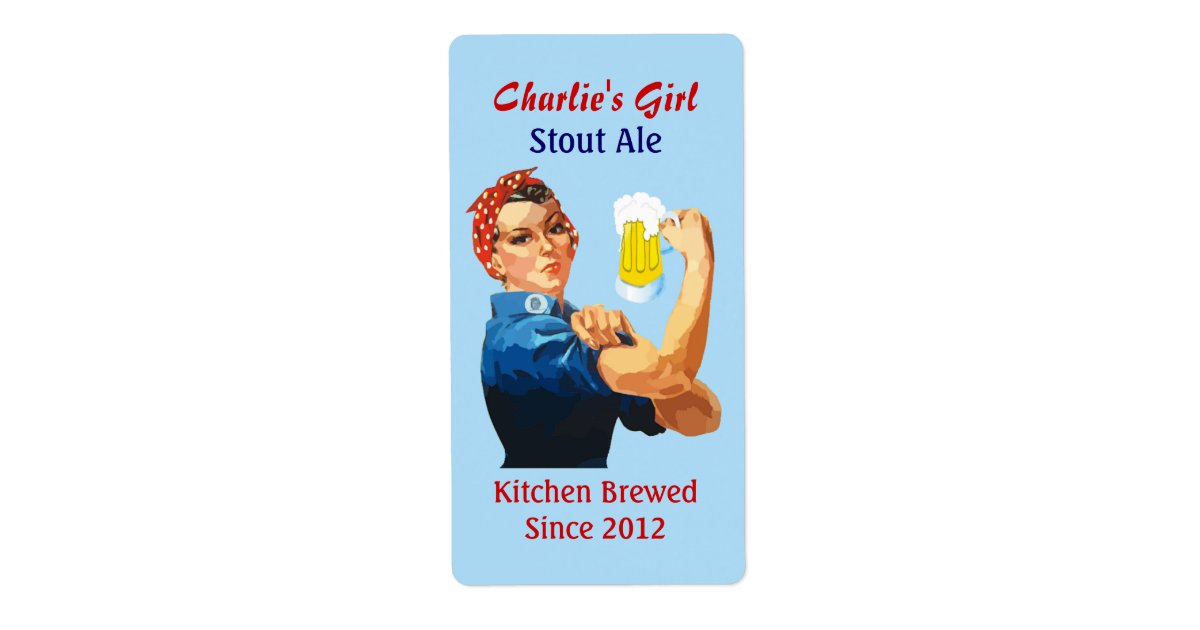 Muscular Woman Mini Beer Label | Zazzle