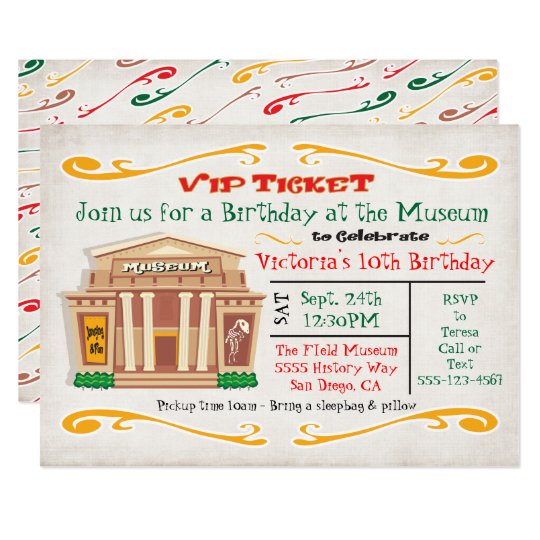 Museum Birthday Party Invitation Ticket | Zazzle.com