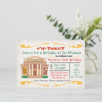 Museum Birthday Party Invitation Ticket | Zazzle