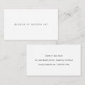 Museum Minimal Center Front and Back Two Business Card | Zazzle