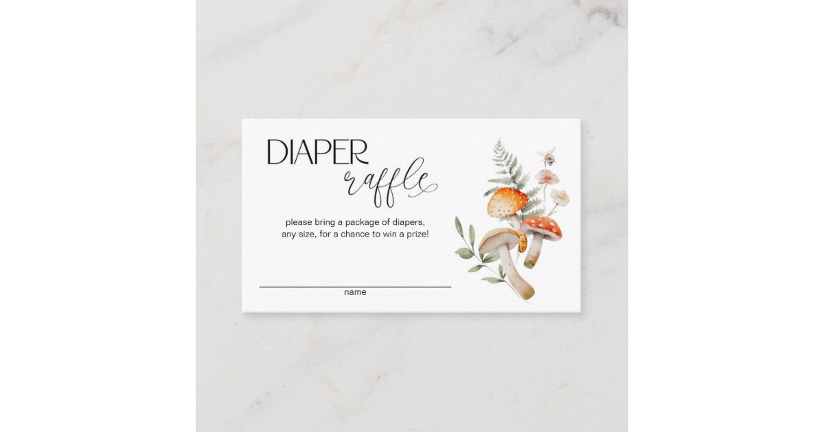 Mushroom and Strawberries Diaper Raffle Enclosure Card | Zazzle