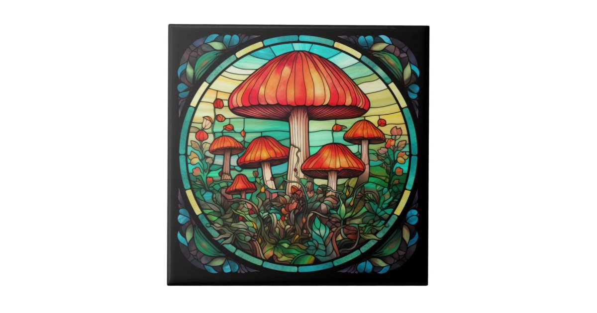 Mushroom Art Tile | Zazzle