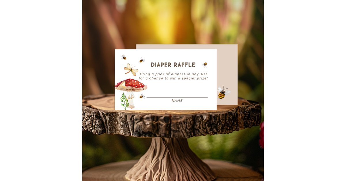 Mushroom Baby Shower Diaper Raffle Card | Whimsica | Zazzle