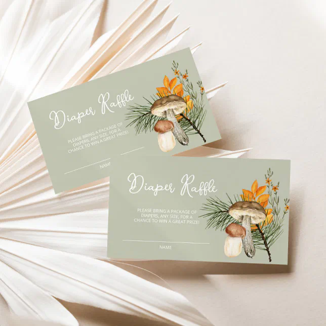 Mushroom Baby Shower Diaper Raffle Enclosure Card | Zazzle