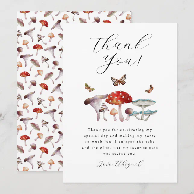 Mushroom Birthday Party Thank You Card | Zazzle