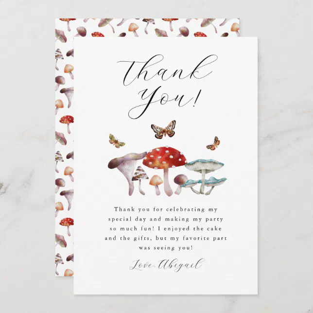 Mushroom Birthday Party Thank You Card | Zazzle