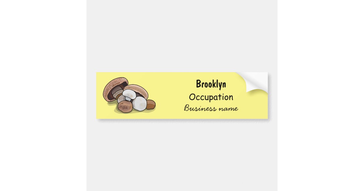 Mushroom cartoon illustration bumper sticker | Zazzle